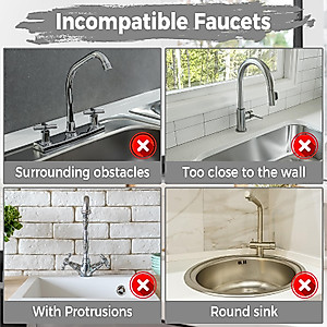 Hexola Faucet Guard & Draining Mat, Kitchen Sink Splash Guard,18 inch Silicone Handle Drip Catcher Tray, with Three Sizes of Rubber Rings to Suitable Different Faucet(Gray)