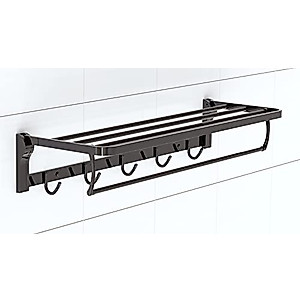 24 Inch 304 Stainless Steel Bathroom Towel Rack Towel Bar Towel Shelf Foldable Towel Rack Wall Mounted for Bathroom Lavatory Hotel Brushed Nickel