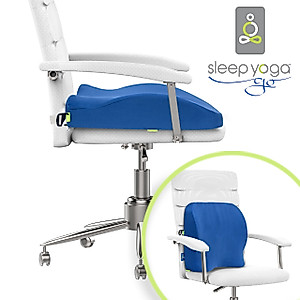 Sleep Yoga GO Memory Foam Oversized Seat Cushion with Contour Design, Firm Support to Help Improve Posture and Relieve Pain for Hips and Lower Back, Ideal for Office Chair & Airplane