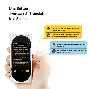 Langogo Genesis 2-in-1 AI Translator Device and Voice Recorder Transcriber, 100+ Languages Instant Two-Way Translation and Transcription Recorder, Built-in Data, 3.1inch Retina Display, White