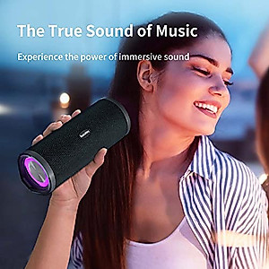 HEYSONG Portable Bluetooth Speaker, Waterproof Wireless Outdoor Speakers with LED Light, Rich Bass, IPX7, 40H Play, TF Card, Dual Pairing for Beach, Boat, Pool, Camping, Bike, Shower, Gifts for Men