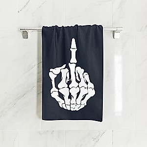 SWADAZA Skull Hand Towel, Cotton Highly Absorbent Lightweight Towel Perfect for Bathroom Gym Yoga Spa Pool 15" x 30"