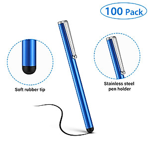 Outus 100 Pieces Stylus Pen Slim Touch Screen Stylus Universal Capacitive Digital Pen Compatible with iPad, iPhone, Samsung, Tablet, Most Devices with Capacitive Touch Screen, 10 Colors
