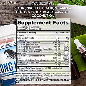 NutraPro Long Hair Gummies – Anti-Hair Loss Supplement for Faster Hair Growth of Weak, Thinning Hair – Grow Long Thick Hair & Increase Hair Volume with Biotin And 10 Hair Vitamins.For Men And Women.