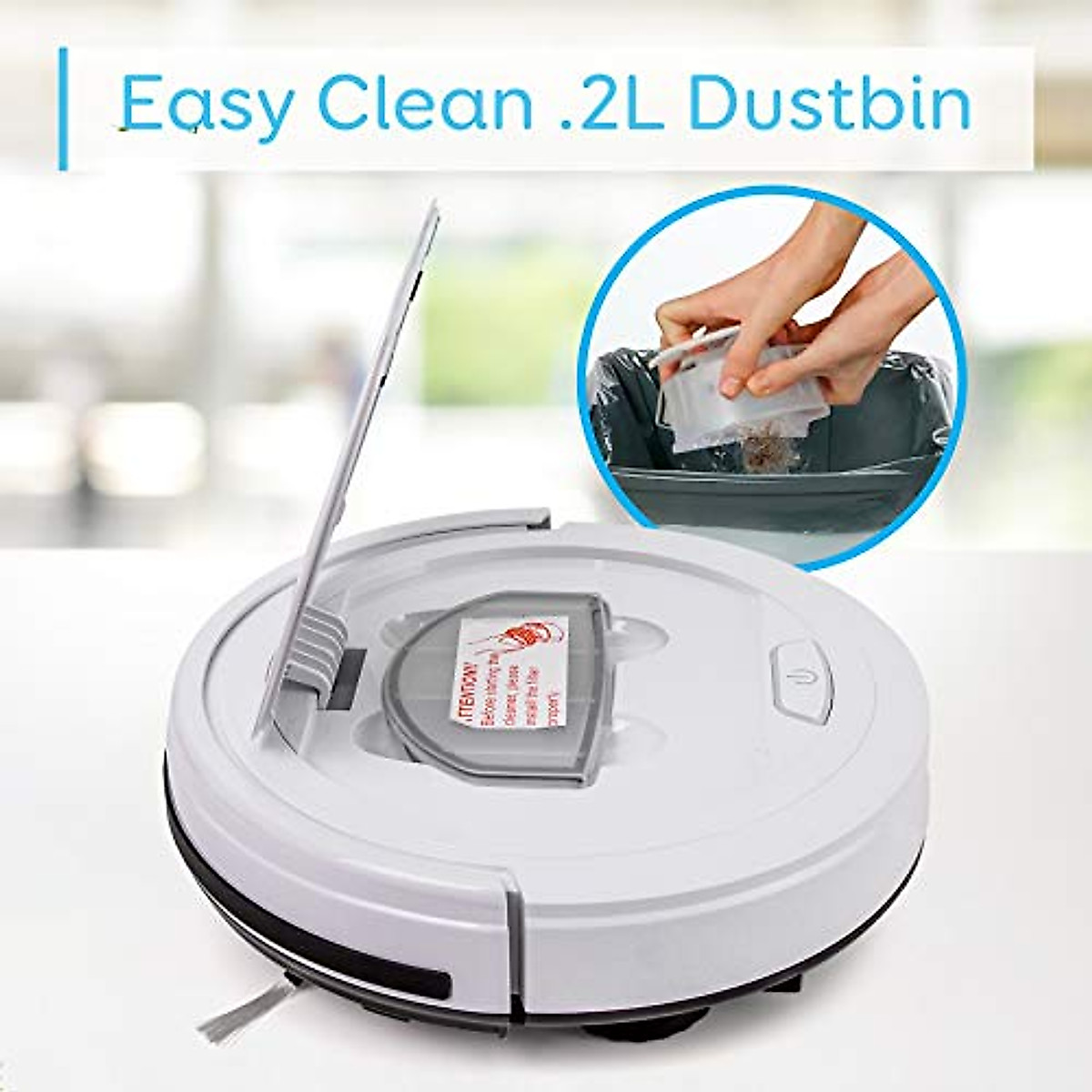 Pure Clean Robot Vacuum Cleaner - Upgraded Lithium Battery 90 Min Run Time - Automatic Bot Self Detects Stairs Pet Hair Allergies Friendly Robotic Home Cleaning for Carpet Hardwood Floor - PUCRC25