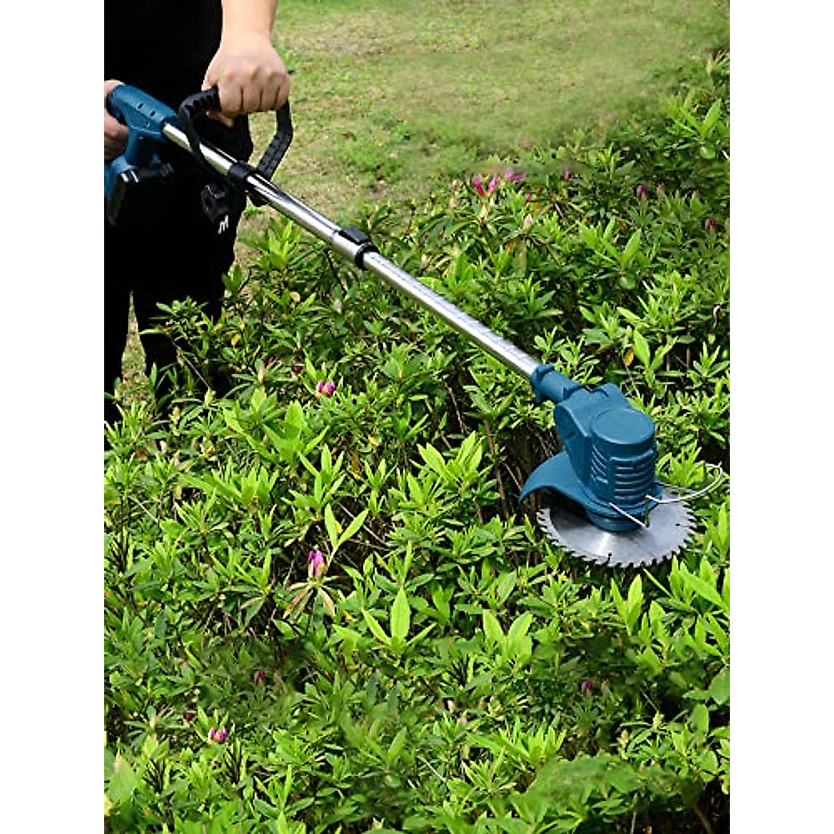 DARUOAND A2B Cordless Grass Trimmer Electric Lawn Mower Adjustable Height Weed Wacker 6000 RPM Household Portable Garden Yard Trimming Machine Suitable for Park Villa Undershrub A2B(Blue)