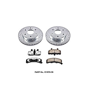 Power Stop K1970-36 Front Z36 Truck & Tow Brake Kit, Carbon Fiber Ceramic Brake Pads with Drilled and Slotted Brake Rotors For Chevy K1500 2500 Tahoe Yukon 4WD 4X4 6Lug