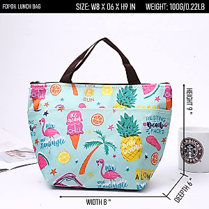 fopor Small Picnic Insulated Cooler Bags - Thermal Canvas Lunch Tote with Pocket Handle,Beach Camping Party Office Work Garden Reusable Picnic Diner Lunch Insulated Bags/Colorful Fruits