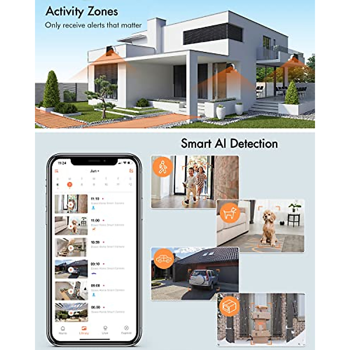 Dzees Solar Powered Security Camera Wireless Outdoor WiFi, 1080P Color Night Vision Outdoor Camera, Wireless Home Security Cameras System with Solar Panel, Spotlight/Alarm, AI Detection, 2-Way Talk