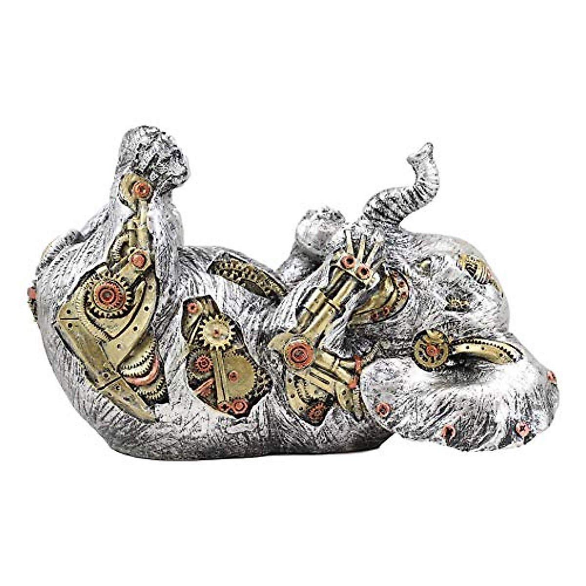 Ebros Steampunk Industrial Victorian Sci Fi Cyborg Robotic Elephant Wine Bottle Holder Figurine 9" Long with Painted Gearwork Clockwork and Mechanical Parts Party Hosting Accessory Elephants