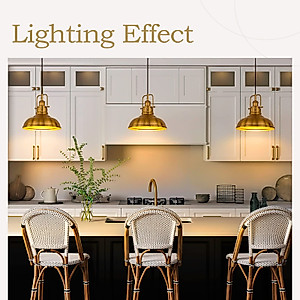 zeyu Farmhouse Pendant Lighting for Kitchen Island, 1-Light Industrial Hanging Pendant Light with Metal Dome Shade, Gold Finish, 016-1 BG