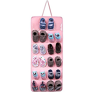 RUIZHIXUAN Over The Door Hanging shoe organizers for 12 Pairs, Hanging Shoes Organizer (Pink)
