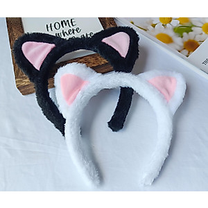 ajdvart Cat Ears Headband, 2Pcs, Soft Cat Ears Hairband for Skincare, Makeup, Yoga, and Cosplay, Adult's or Children's Photo Prop