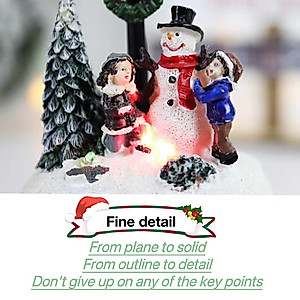 Wiexiang Christmas Village Set Decorations,Resin LED Warm Lights Christmas Tree Figurines, Mini Snowman Christmas Decorations, Christmas Village House Gift Sets, Collectible Buildings…