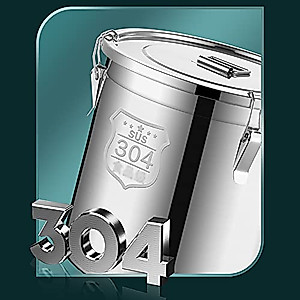 Stockpots 304 Stainless Steel Sealed Storage Bucket with Lid, Double Seal, Commercial Large-capacity, Moisture-proof，leak-proof (Size : 3030cm(21L))