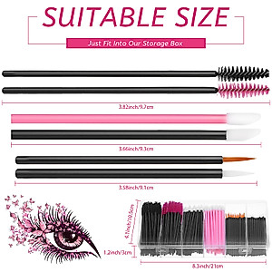 263 Pcs Makeup Applicators Tools Kit, 50 Disposable Eyeliner Brushes 112 Mascara Wands Eyelash Brush 100 Lipstick Applicators Lip Wands with Plastic Box Gifts for Women
