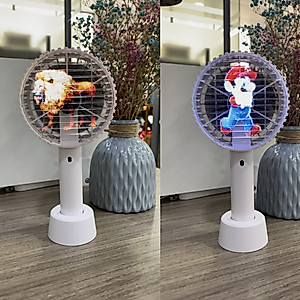 AINSKO 3D Hologram Fan-APP Control Programmable Holographic 3D Display Portable Personal Fan Battery Operated, Rechargeable HoloFan for Kids Girls Women Men Party Holiday