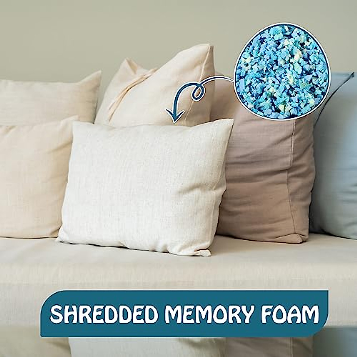 Frienda 10lbs Shredded Memory Foam Filling Multi Color Filler Foam Refill Soft Bean Bag Filler Pillow Stuffing for Pillow Cushion Dog Bed Chairs Arts Crafts Beanbag Sofa