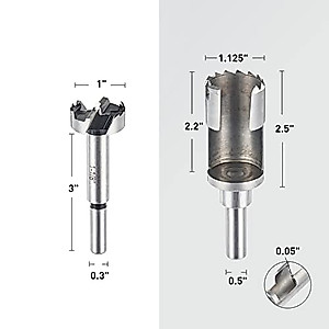Anfrere 1-1/8" Wood Plug Cutter and Forstner Bit for Wood Cutting Tool Cork Drill Bit Knife, 3/8" Round Shank Carbon Steel Taper Tapered Cutting Tool Cork Drill Bit Knifes, WCB-A4