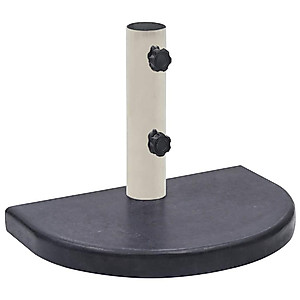 vidaXL Half-Round Black Umbrella Base, Durable Granite Construction, Stainless Steel Tube, Adapters for Various Parasol Sizes, Stable Garden Furniture Accessory - 15.7"x11"x1.6" - 22 lb Weight