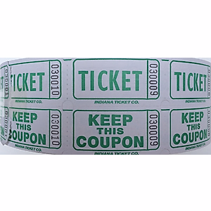 Raffle Tickets 2000 per Roll 50/50: Easy 2 Read Lime