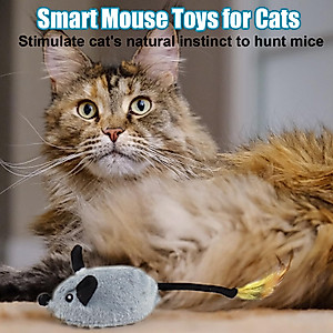 Mity rain Interactive Dog Toys, Fake Mouse Moving Dog Toy with Automatic Sensor, Dog Mouse Toy with Realistic Sound & Extended Tail, Automatic Dog Toy for Cats Dogs Pet, Squeaky Dog Toys