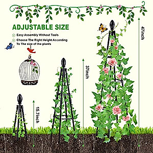 AlisisFores 4 Ft Tower Obelisk Trellis for Potted Climbing Plants, Garden Trellis Rustproof Plastic Coated Metal Plant Support for Vegetables, Vines and Rose Bushes