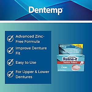Dentemp Denture Reline Kit - Advanced Formula Reline It Denture Reliner (Pack of 1) - Denture Kit to Refit and Tighten Dentures for Both Upper & Lower Denture
