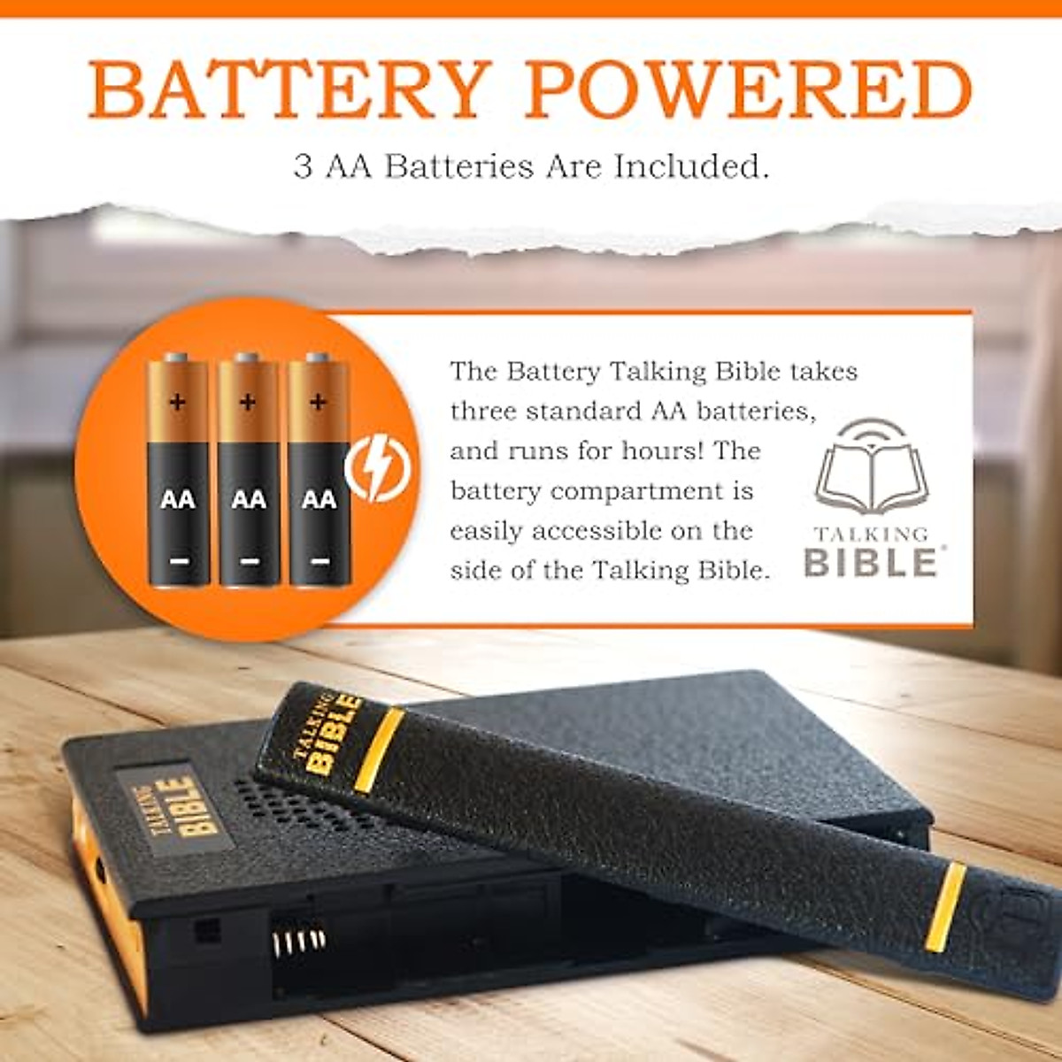 Talking Bible - Electronic Holy Bible Audio Player in English for Seniors, Kids and The Blind, Battery Powered, ESV (English Standard Version), Black