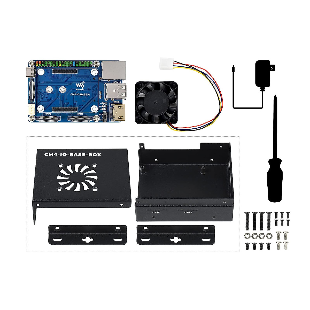 waveshare Mini-Computer Based On Raspberry Pi Compute Module 4,Include CM4-IO-BASE-A (Mini IO Board Lite Verson),Metal Case,Cooling Fan