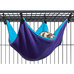 MidWest Homes for Pets Ferret Nation Small Hammock for Ferret Nation & Critter Nation Small Animal Cages | Measures 13L x 12W - Inches, Purple/Teal
