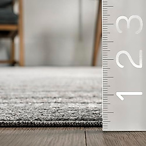 nuLOOM Anya Machine Washable Casual Border Area Rug, 4x6, Grey