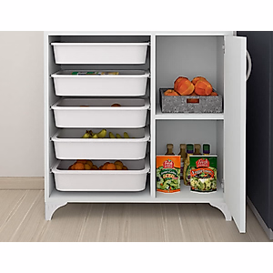 Dresser Closet Organizer and Storage Bins Drawer Toy Storage Chest Shelves Shoe Cabinet Rack Bookshelf Bathroom Office Kitchen Pantry Organizer Garage Organization (White, 5 Basket with Door)