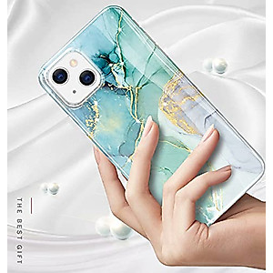 luolnh Gold Glitter Sparkle Case Compatible with iPhone 13 Mini Case Marble Design Shockproof Slim Soft Silicone TPU Bumper Cover Phone Case for iPhone 13 Mini 5.4 Inch 2021-Abstract Mint
