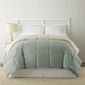 Modern Threads Down Alternative Microfiber Quilted Reversible Comforter & Duvet Insert - Soft, Comfortable Alternative To Goose Down - Bedding For All Seasons Seafoam/Almond Twin