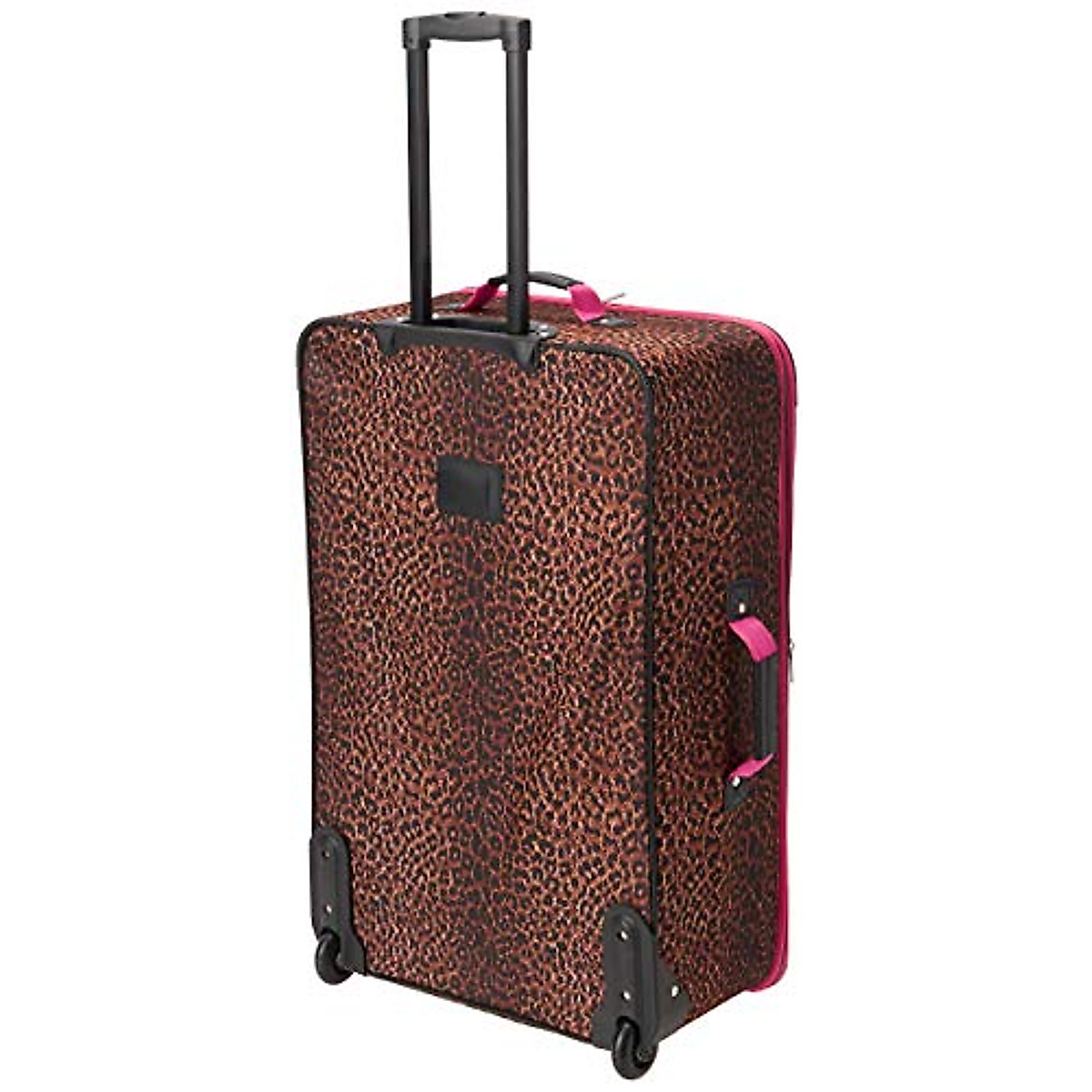 Rockland Vara Softside Upright Luggage, Pink Leopard, 3-Piece Set (20/22/28)