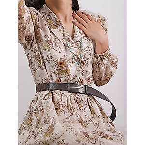 MINACHI Bohemian Created Turquoise Necklace for Women, Vintage Boho Gold Plated Chain Created Turquoise Bead Y Necklace, Boho Jewelry Gift for Women