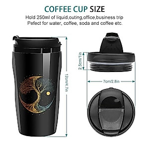 Yin And Yang Tree Travel Coffee Mug Reusable Coffee Cup Tumbler with Lid for Outdoor 250ml