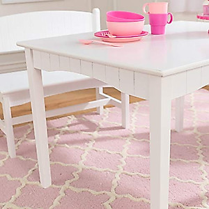 KidKraft Nantucket Wooden Table with Bench and 2 Chairs, Children's Furniture - White, Gift for Ages 3-8