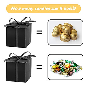 Hooqict Small Gift Boxes for Presents 100pcs 2x2x2 inches Black Favor Boxes Paper Gift Boxes with Ribbons Candy Boxes Party Favors for Wedding Baby Shower Birthday Party Ornament