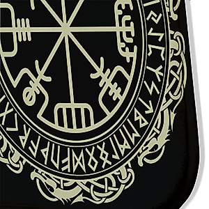 WHXM Area Rug 39x60in Magic Runic Compass Vegvisir in The Circle of Nordic Runes and Dragons Soft Flannel Microfiber Bathroom Carpet Non-Slip Floor Mat Bathtub Accessories LJN, White 0