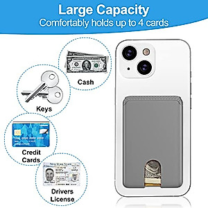 SHANSHUI 3 Pack Phone Card Holder Ultra Slim Phone Credit Card Holder Stick on Wallet Anti-Lost Design Phone Wallet Pocket Compatible for iPhone and Most Smartphones - Black White Grey