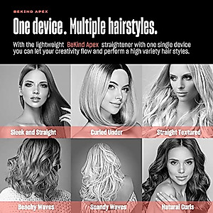 Bekind Apex 2-in-1 Hair Straightener Flat Iron, Straightener and Curler for All Hairstyles, 15s Fast Heating, Temperature Memory, Gift for Girls Women (Apex Peach)