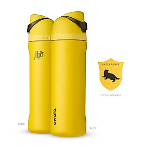 Owala Harry Potter FreeSip Insulated Stainless Steel Water Bottle with Straw, BPA-Free Sports Water Bottle, Great for Travel, 24 Oz, Hufflepuff