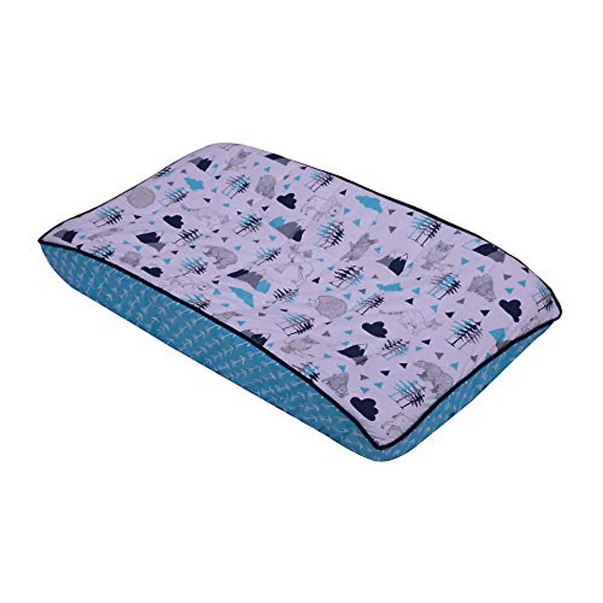 Bacati Woodlands Boys Cotton Changing Pad Cover, Aqua/Navy/Grey