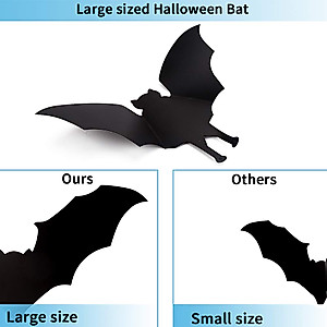 CCINEE Halloween Bat Decoration,Large Hanging Bat Wall Decal Window Door Entryway Sticker for Party Favor Supply,24PCS