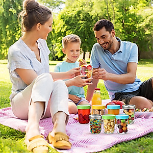 Lallisa 12 Pcs 16 oz Wide Mouth Glass Mason Jars with Colored Plastic Lids and Metal Airtight Lids Food Storage Jars Overnight Oats Containers for Crafts Meal Preparation Pickling 1 Pint Canning