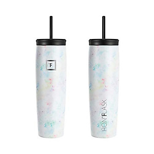 IRON °FLASK Nomad Tumbler - 2 Lids (Straw/Flip), Vacuum Insulated Stainless Steel Bottle, Double Walled, Drinking Cup Thermo Coffee Travel Mug, Water Metal Canteen (Pearl), 28 Ounces