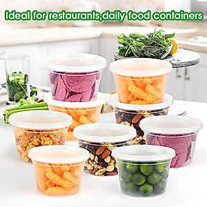 ZIZOTI [50 Pack,16oz] Combo Food Storage Containers with Lids, Airtight Deli Food Containers w 10 Spoons, BPA-Free Leakproof Takeout Meal Prep Dishwasher, Microwave, Freezer Safe