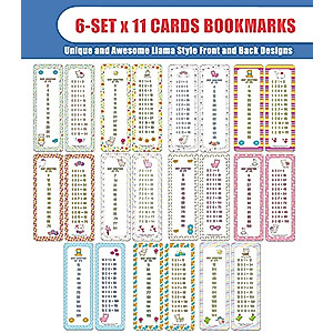 Creanoso Skip Counting Chart Bookmark Cards - Llama Theme (6-Set X 11 Cards) – Stocking Stuffers Gifts Page Clippers Corporate Giveaways